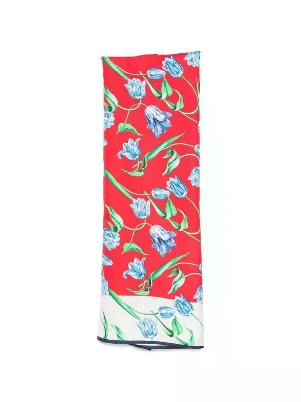 Kenzo Floral-print Silk Scarf - Red