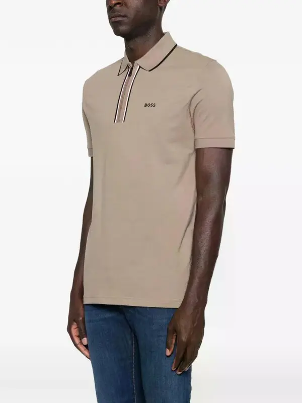 BOSS Philix Zip-fastening Polo Shirt - Neutrals