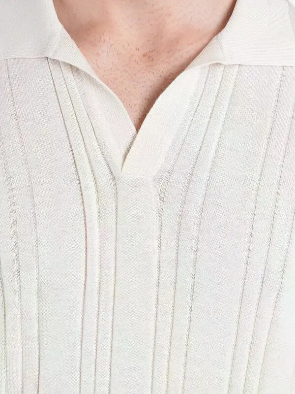 Tagliatore Ribbed-knit Short-sleeve Polo Shirt