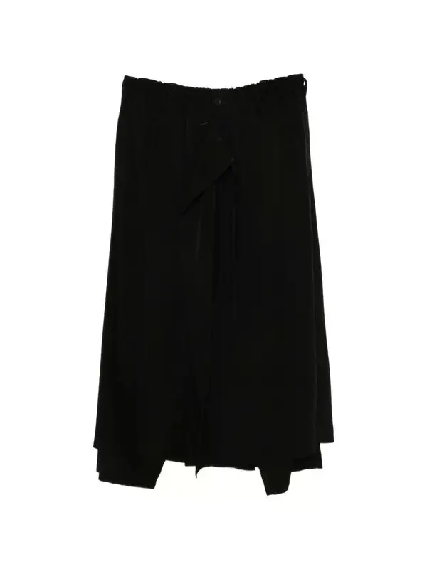 Yohji Yamamoto Layered Trousers With Wrap Detail - Black