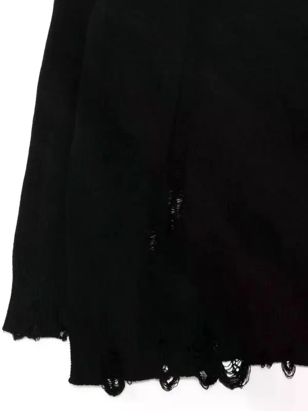 Yohji Yamamoto Distressed Crew Neck Long Sleeve Sweater