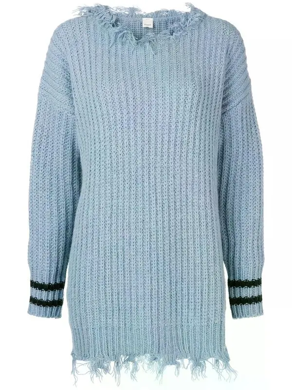 Pinko Wool-blend Frayed Hem Knitted Dress