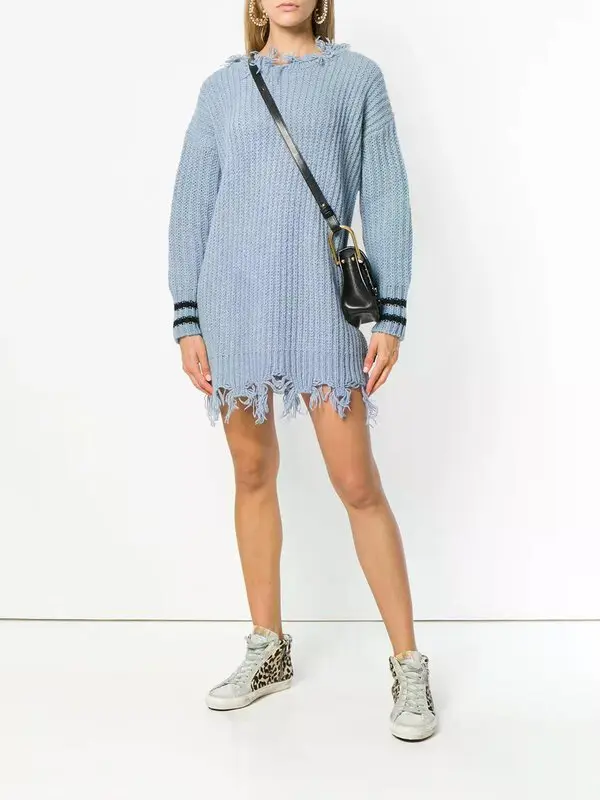 Pinko Wool-blend Frayed Hem Knitted Dress