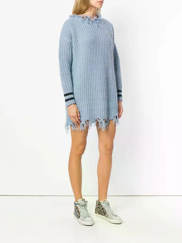 Pinko Wool-blend Frayed Hem Knitted Dress