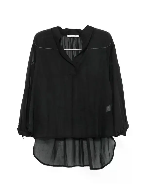 PHILIA LOFT Cotton Cut-out Blouse With Puff Sleeves