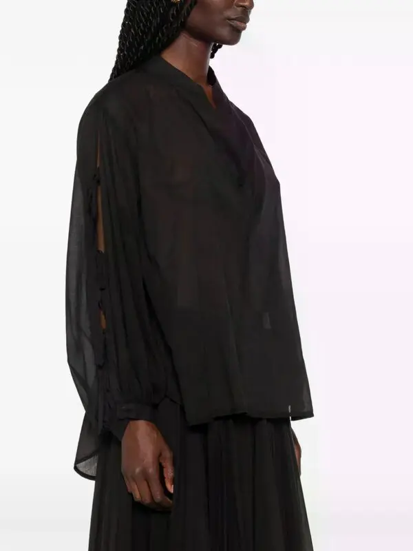 PHILIA LOFT Cotton Cut-out Blouse With Puff Sleeves
