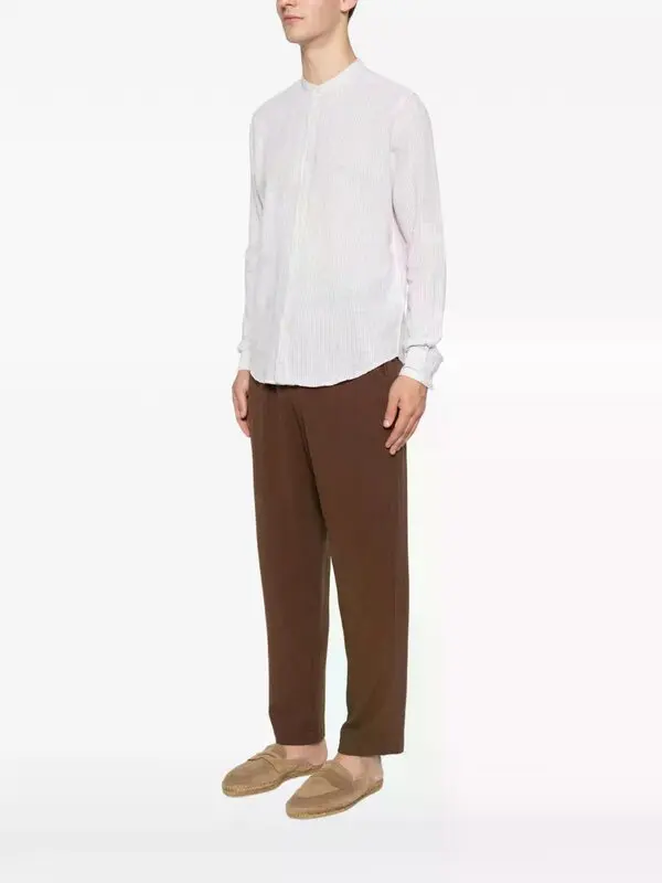 Imperial Vertical-stripe Band-collar Shirt