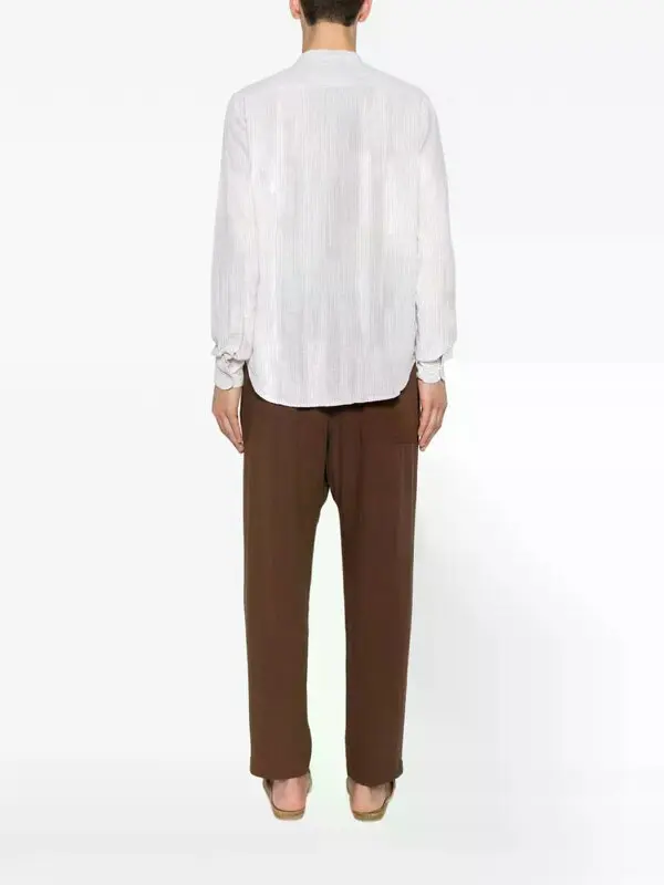 Imperial Vertical-stripe Band-collar Shirt