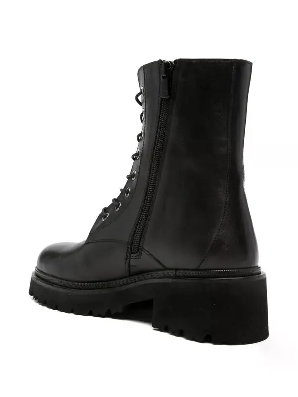 ADRIANNA FERETTI Leather Lace-up Block Heel Boots