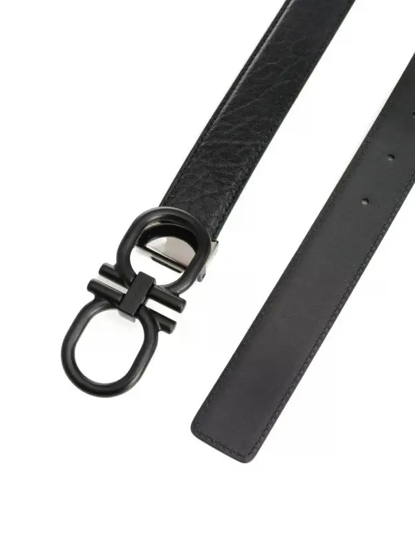 FERRAGAMO Gancini Pebbled Leather Belt