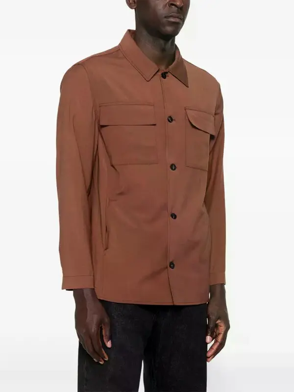 MICHAEL COAL James Pocket Button-fastening Overshirt - Brown
