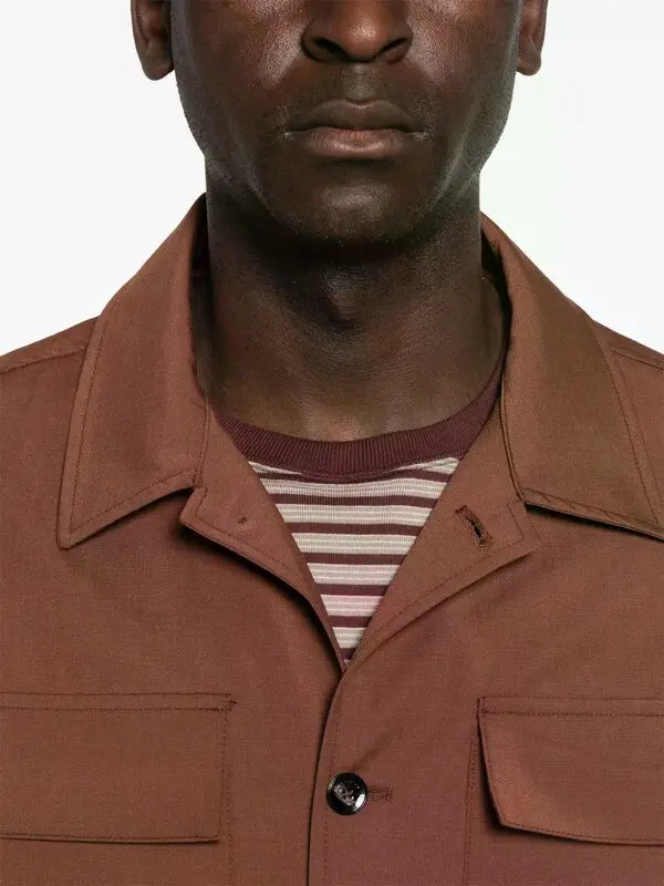 MICHAEL COAL James Pocket Button-fastening Overshirt - Brown