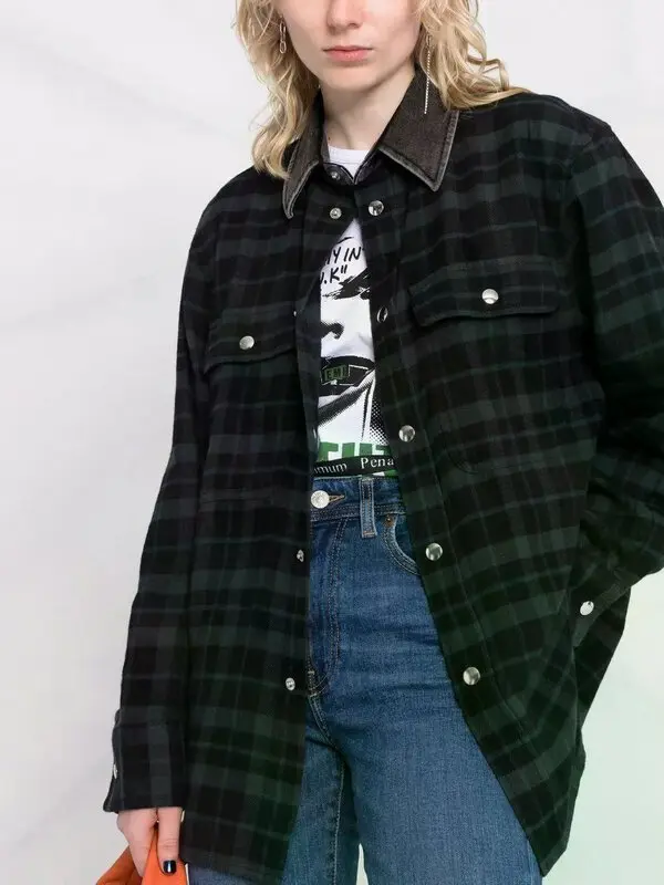 DIESEL® Checked Cotton Shirt With Contrasting Collar