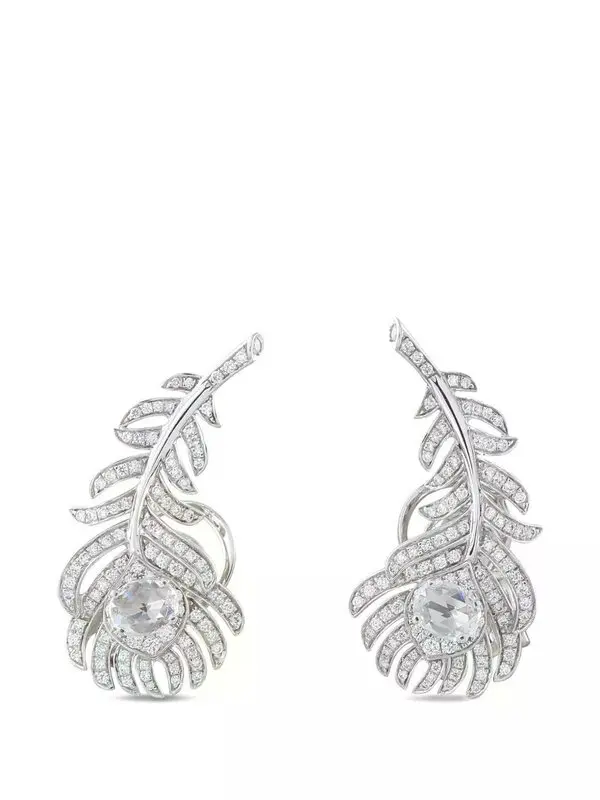 Boucheron Plume De Paon Diamond Earrings - Silver