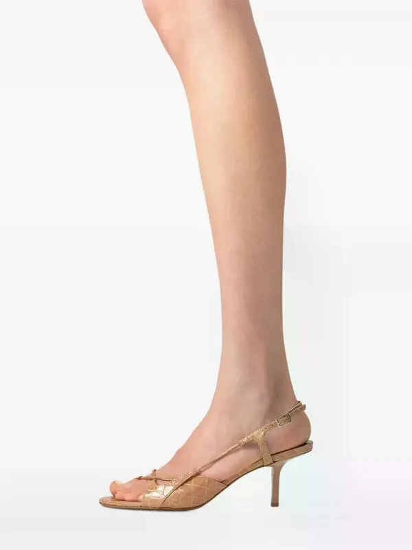 By Far Sierra Crocodile-effect Sandals - Neutrals