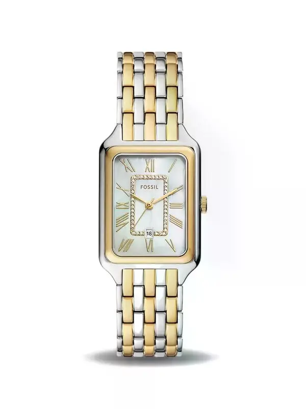 Fossil Raquel Two-tone Watch With Crystal Embellished Bezel - White