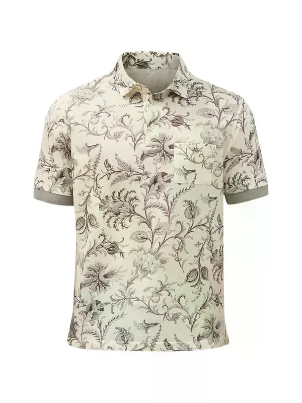 Etro Floral-print Pocket Polo Shirt - Neutrals
