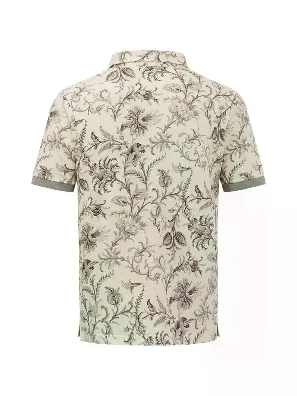 Etro Floral-print Pocket Polo Shirt - Neutrals