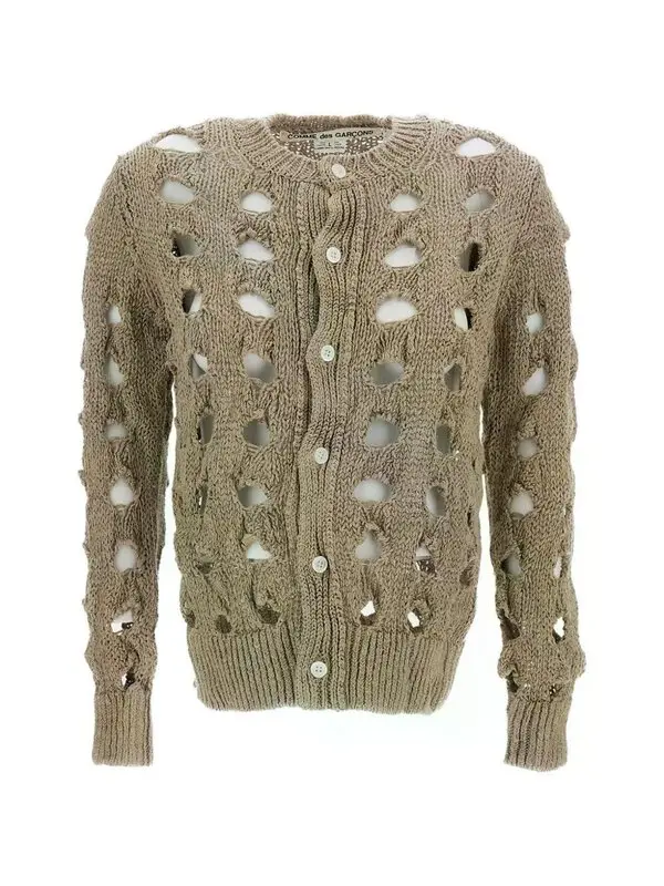 Comme Des Garçons Distressed Long Sleeve Cardigan