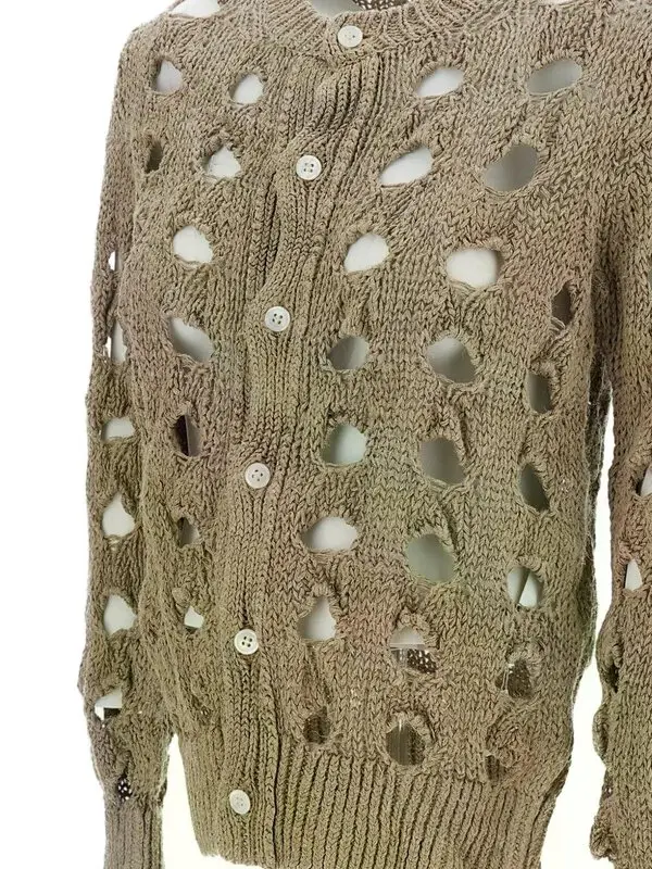 Comme Des Garçons Distressed Long Sleeve Cardigan