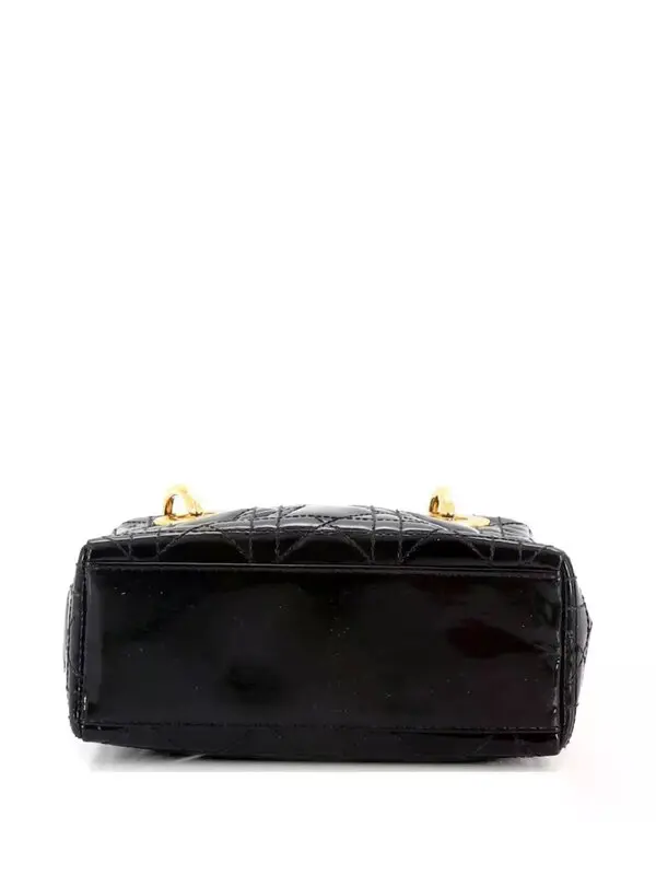 Dior Lady Vintage Cannage Quilt Patent Mini Satchel - Black