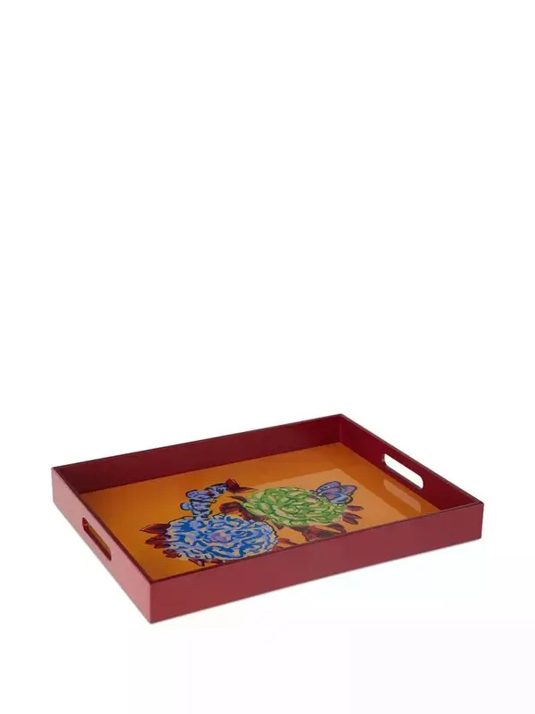 LISA CORTI Flower-print Queen Tray - Red