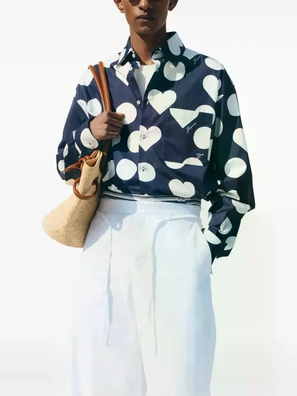 Jacquemus Camargue Heart Polka-dot Shirt - Blue