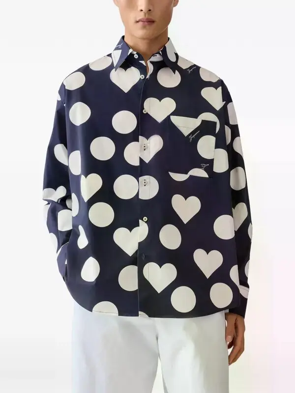 Jacquemus Camargue Heart Polka-dot Shirt - Blue