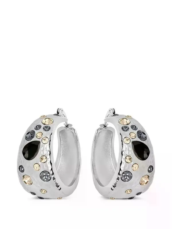 Oscar De La Renta Crystal Embellished Hoop Earrings - Silver