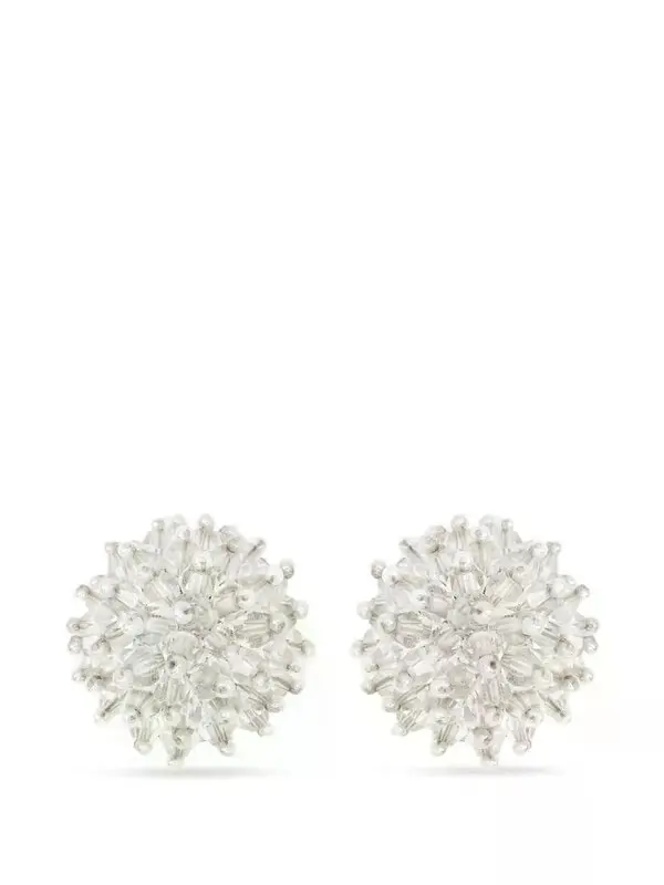 Oscar De La Renta Beaded Cluster Stud Earrings - Silver