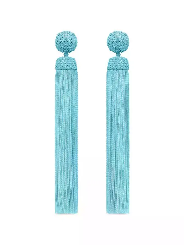 Oscar De La Renta Silk Rope Tassel Clip-on Earrings - Blue