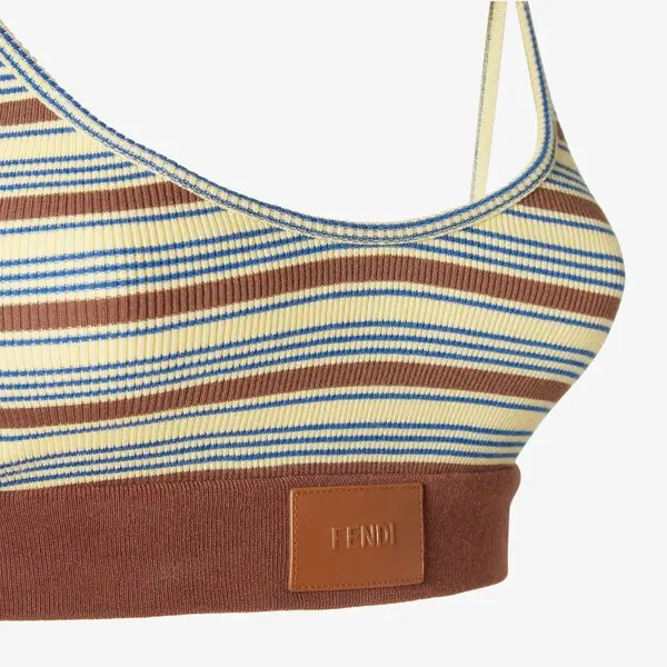 Fendi Striped Rib Knit Bra Top
