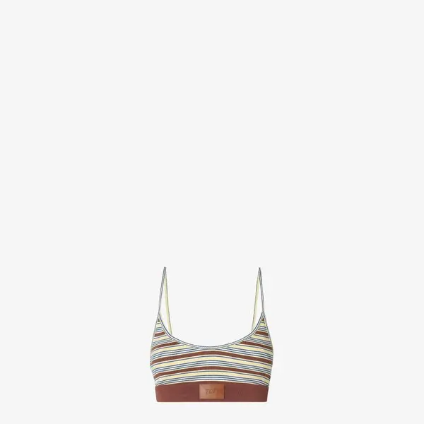 Fendi Striped Rib Knit Bra Top - Multicolour