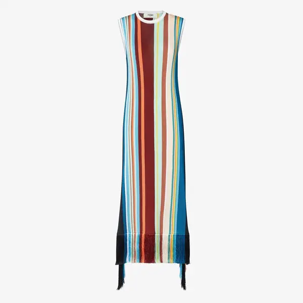 Fendi Sleeveless Striped Intarsia Dress - Multicolour