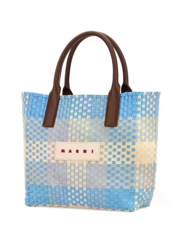 Marni Check-pattern Woven Tote Bag