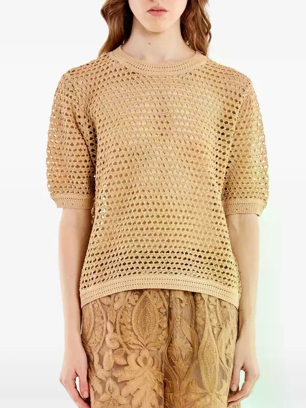 VICOLO Open-knit Short-sleeve Sweater