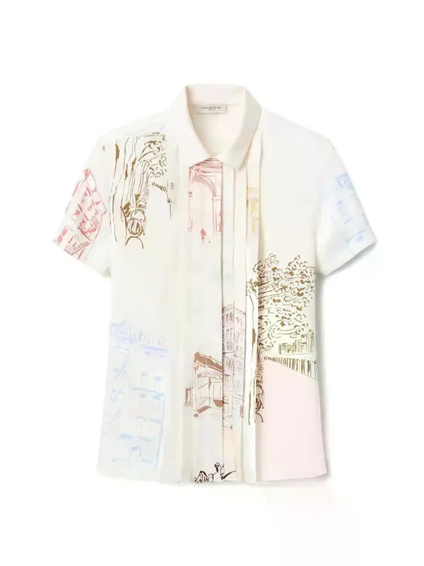 Lafayette 148 New York Manhattan Print Short-sleeved Shirt