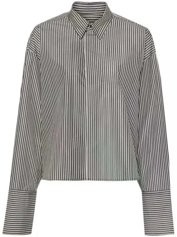 AMI Paris Striped Cotton Cropped Shirt