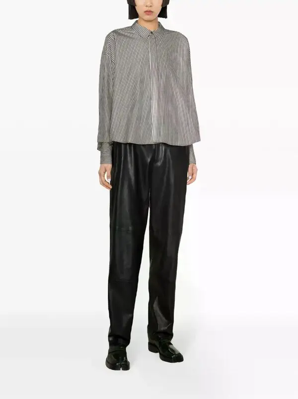 AMI Paris Striped Cotton Cropped Shirt