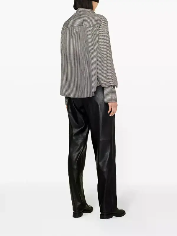 AMI Paris Striped Cotton Cropped Shirt