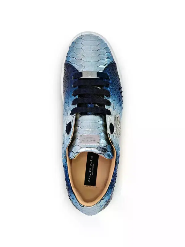 Philipp Plein Snakeskin-effect Metallic Lace-up Sneakers