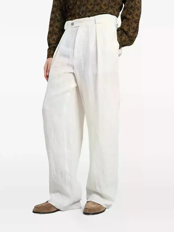 Emporio Armani Pleated Wide-leg Trousers - White