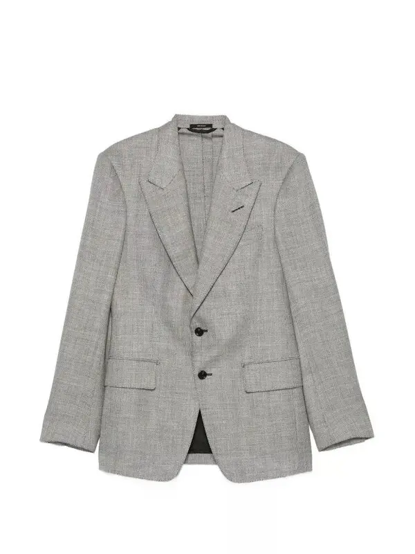 TOM FORD Herringbone-pattern Peak-lapels Blazer - Grey