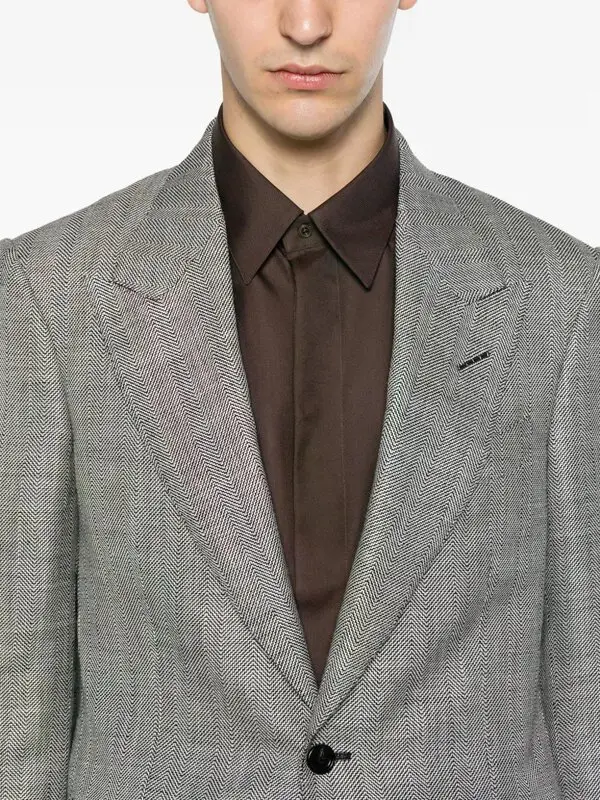 TOM FORD Herringbone-pattern Peak-lapels Blazer - Grey