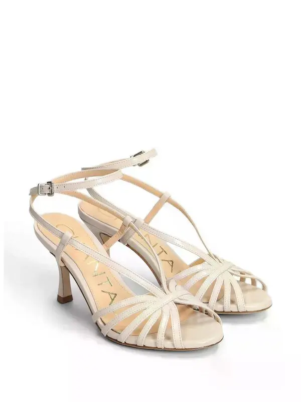 CHANTAL Beige Leather Cage-strap High Heel Sandals
