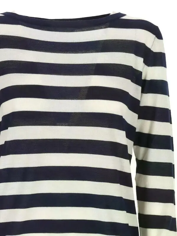 GRAN SASSO Striped Metallic-trim Long Sleeve Top - Blue
