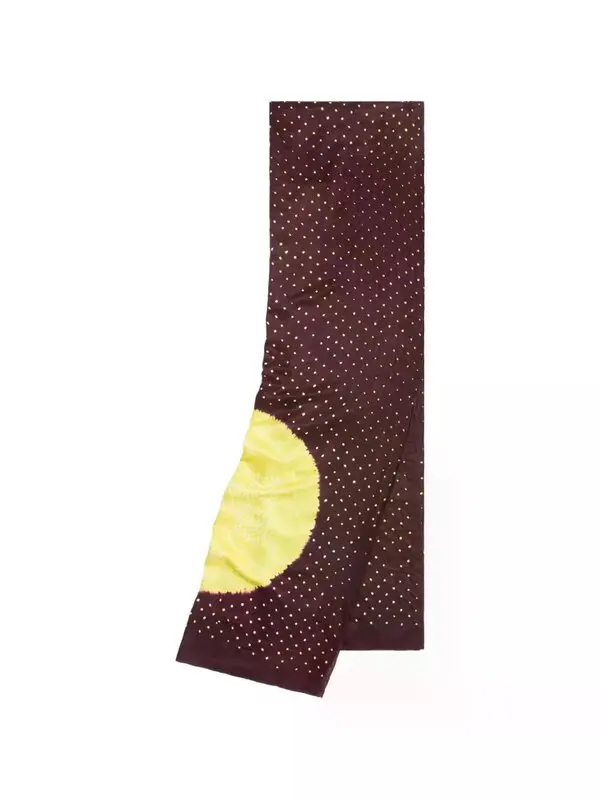 Tory Burch Ruched Silk Oblong Scarf - Brown