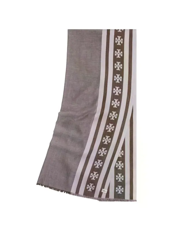 Tory Burch Logo Stripe Oblong Scarf