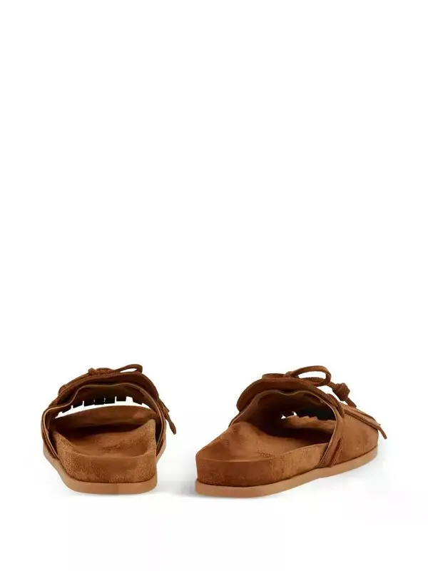 ANCIENT GREEK SANDALS Amfiliki Fringed Suede Slides