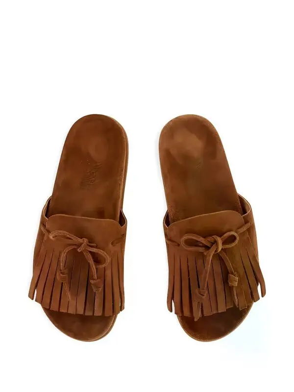 ANCIENT GREEK SANDALS Amfiliki Fringed Suede Slides
